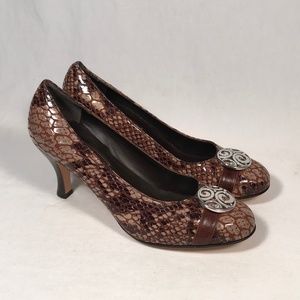 Brighton | Shoes | Brighton Blaze Snakeskin Heels Women 7 M Euc | Poshmark
